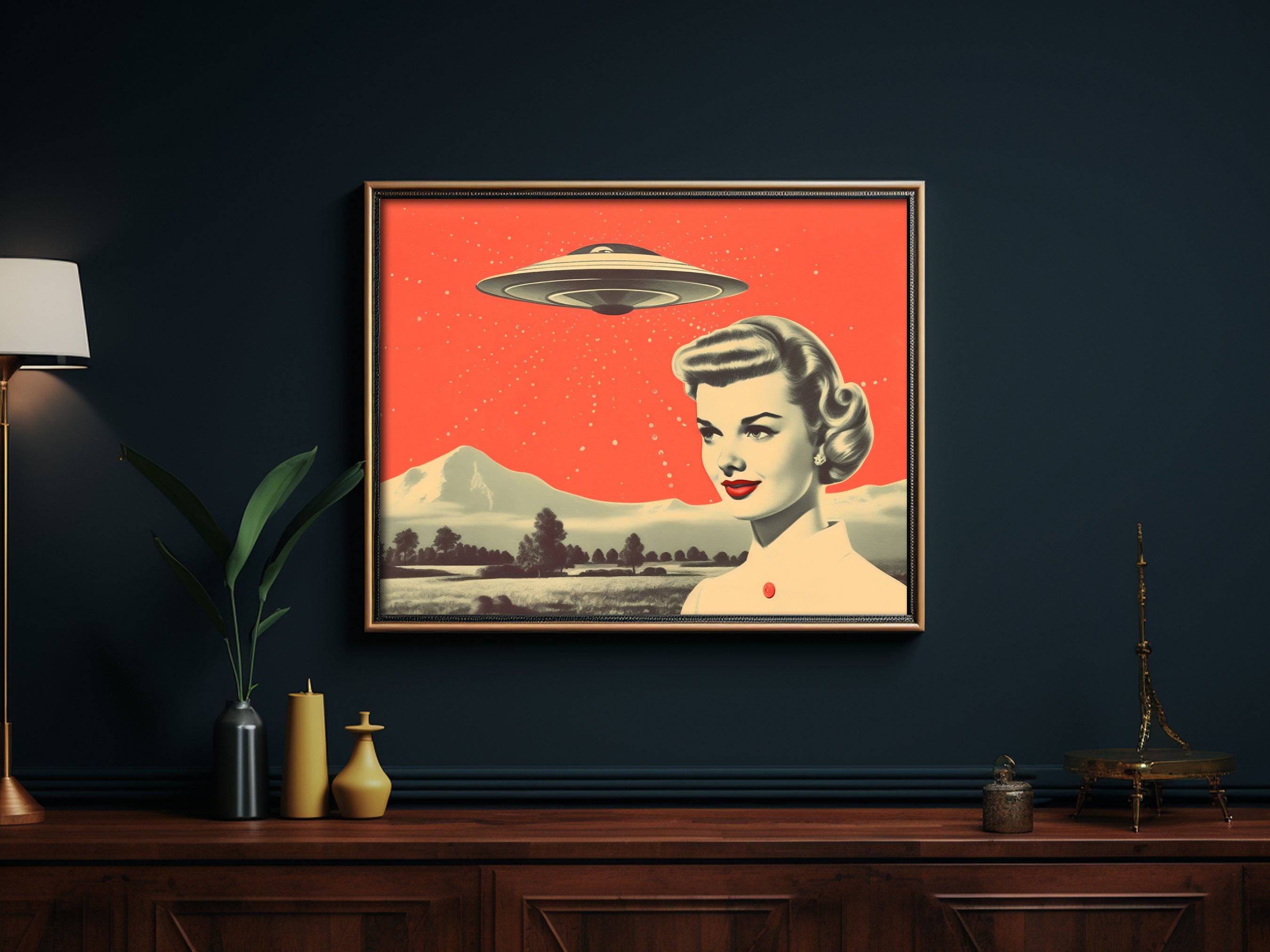 Retro UFO Wall Art Aliens Wall Art UFO Abduction Art Vintage Ufo Poster ...