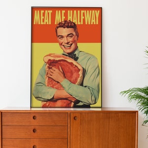 Retro Meat Poster Digital Raw Meat Art Steak Poster Butcher - Etsy