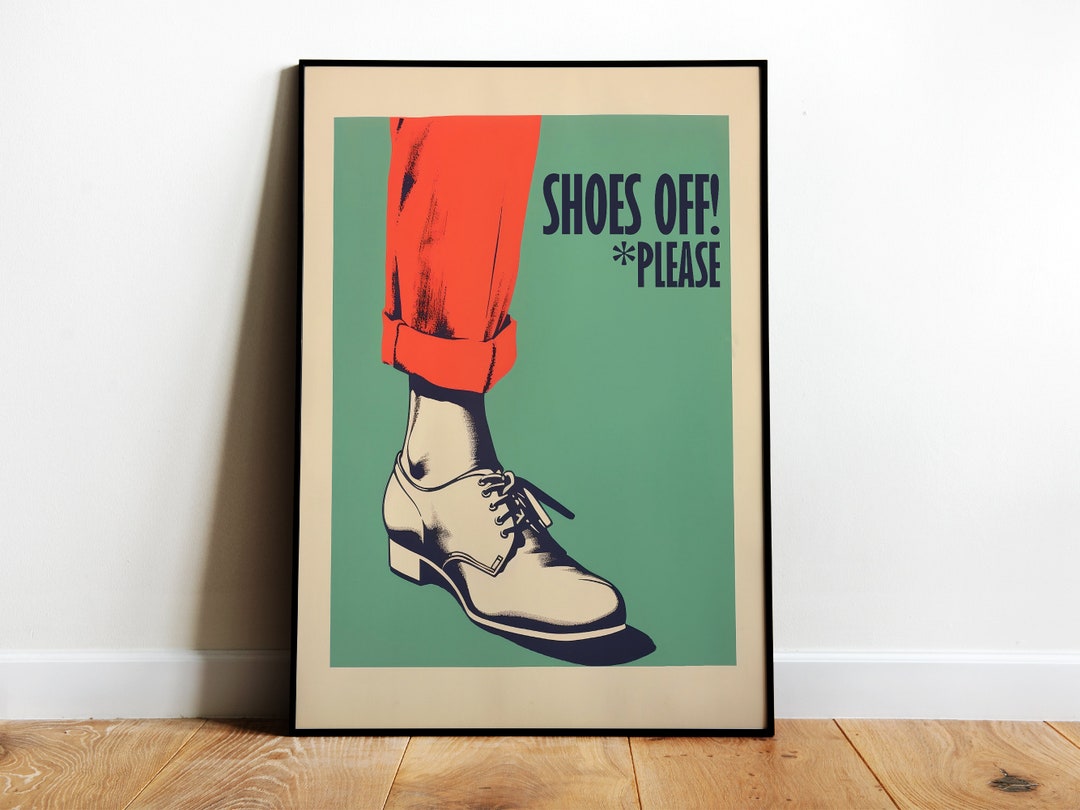 Shoes off Sign Funny Entryway Wall Art Retro Print No Shoes Printable ...