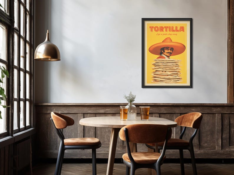 Retro Kitchen Wall Art Funny Poster Tortilla Print Mexican Food Print ...