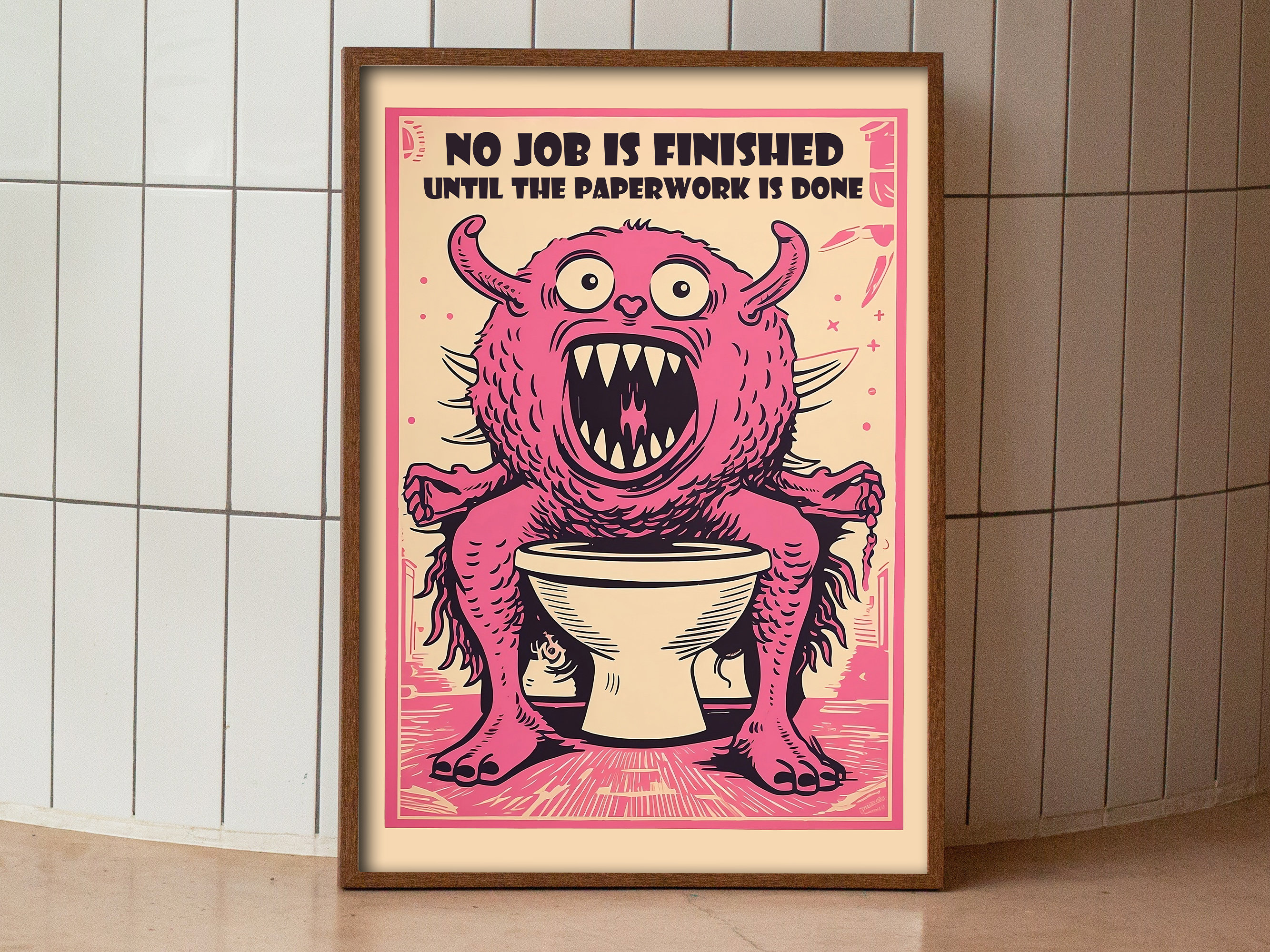 Funny Toilet Poster Monster on the Toilet Print Restroom Art - Etsy