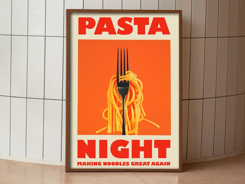 Spaghetti Wall Art Retro Kitchen Wall Art Download Pasta Print - Etsy