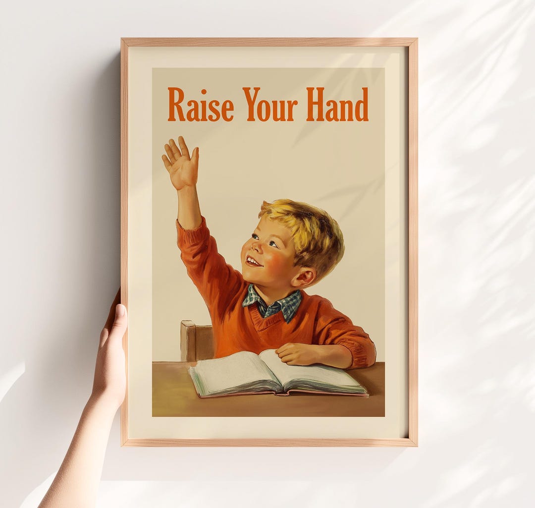 Raise Your Hand Learning Poster Printable Classroom Decor Educational ...