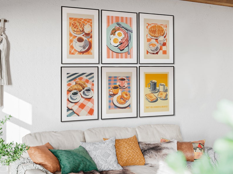 Retro Food Wall Art Retro Kitchen Poster Set of 6 Donut Print Kitchen ...