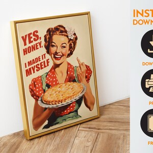 Retro Kitchen Art Printable Housewife Poster Made It Myself Poster ...