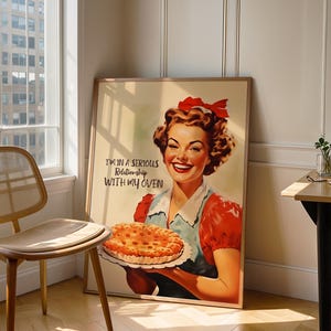 Funny Kitchen Art Digital Retro Housewife Print Kitchen Wall Art Baking ...