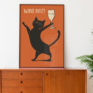 Wine Not Poster Printable Funny Poster Minimalistic Kitchen Wall Art ...