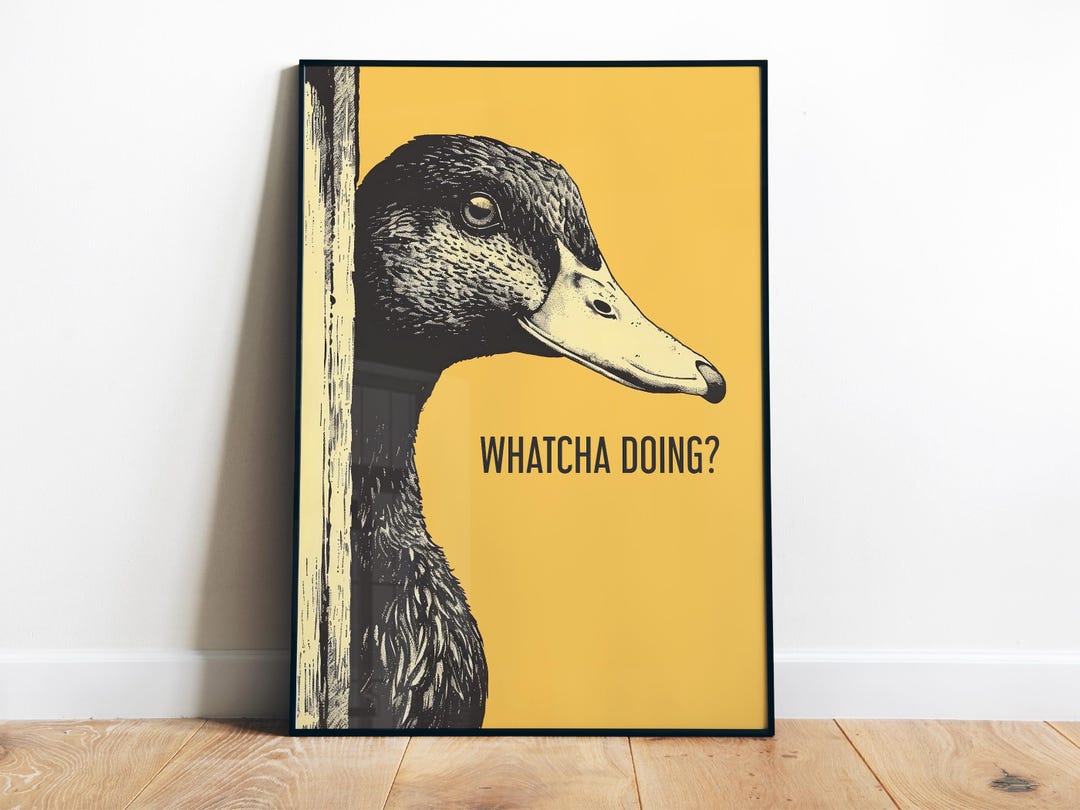 Retro Bathroom Wall Art Printable Funny Duck Poster Pooping Digital ...