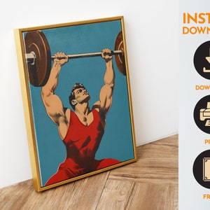 Retro Gym Poster Printable Gym Wall Art Fitness Poster Heavy Lifting ...