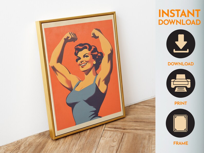 Retro Gym Poster Gym Art Print Gym Wall Art Download Female Gym Print ...