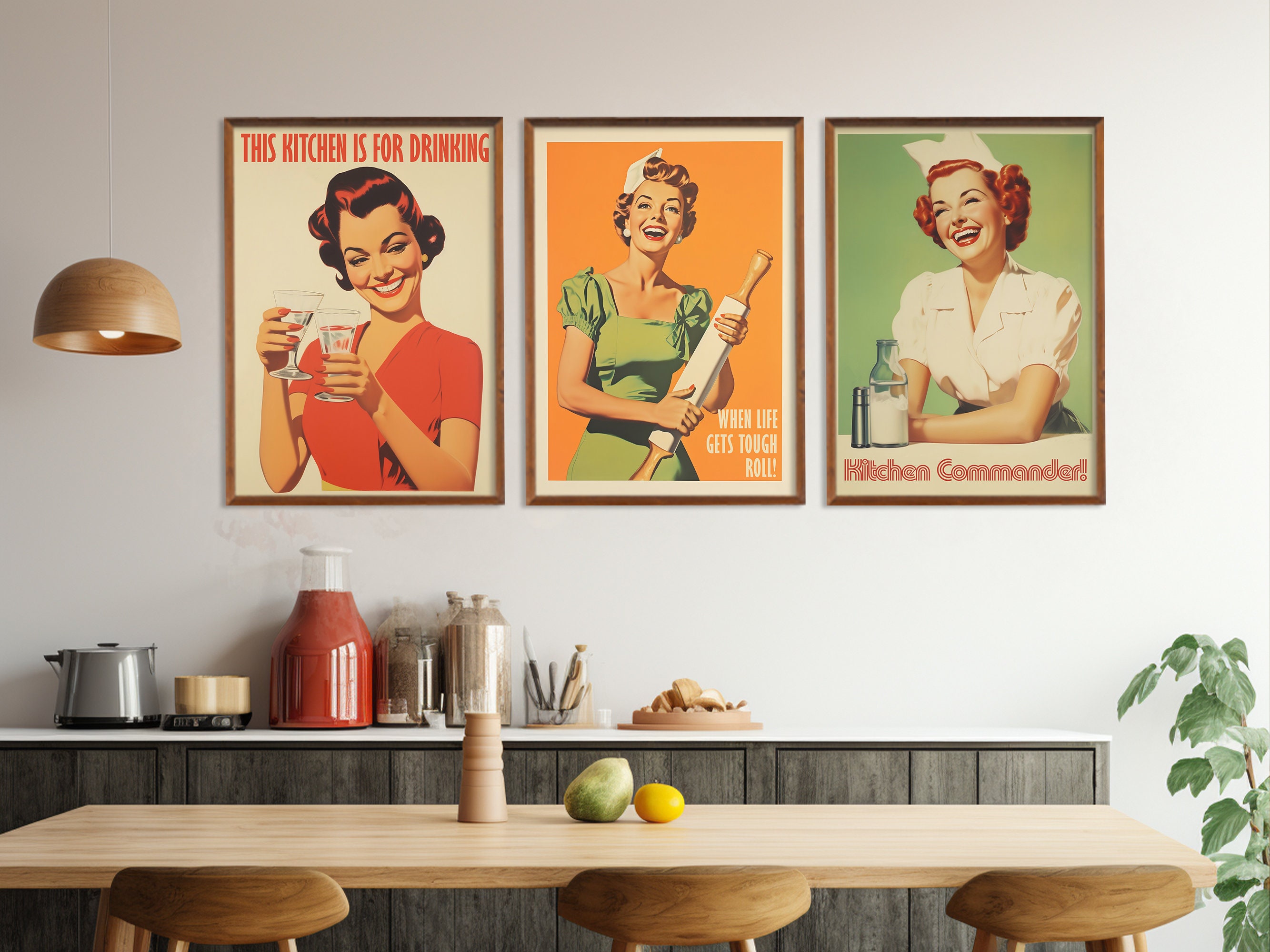 Funny Kitchen Print Set of 6 Retro Kitchen Print Hostess Gift Print Set ...
