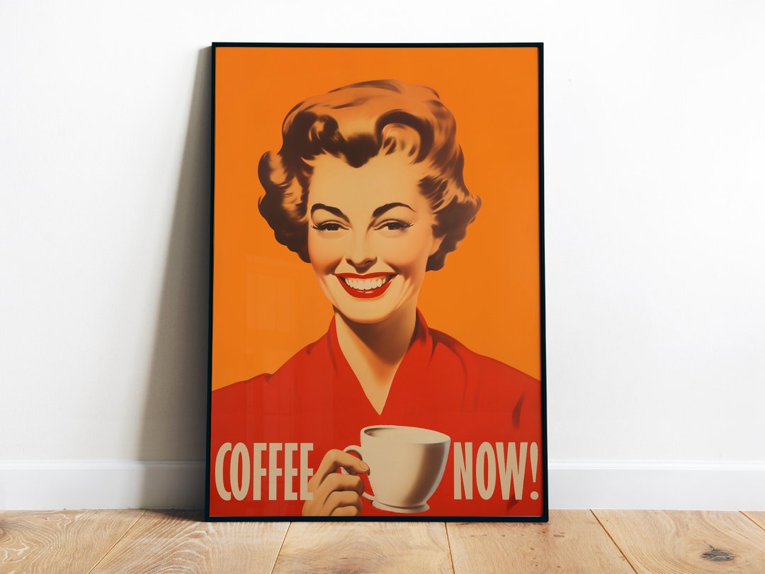 Cup of Coffee Poster Printable Coffeeshop Art Digital Funny Kitchen ...