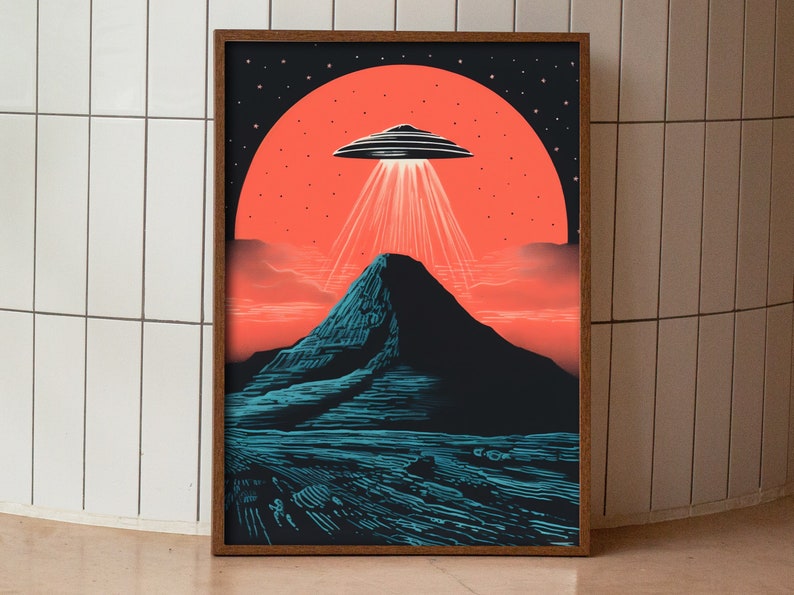 UFO Wall Art Download Retro UFO Poster Retro Print Alien Art - Etsy
