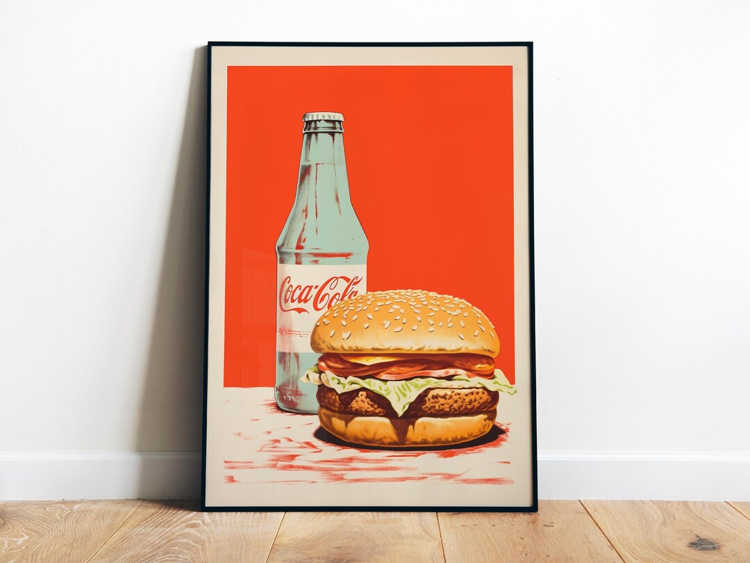 Retro Cola Poster Printable Food Art Coke Print Diner Poster Burger ...