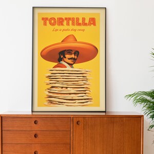 Retro Kitchen Wall Art Funny Poster Tortilla Print Mexican Food Print ...