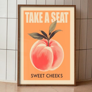 Take a Seat Sweet Cheeks Poster Funny Toilet Printable Poster Retro ...