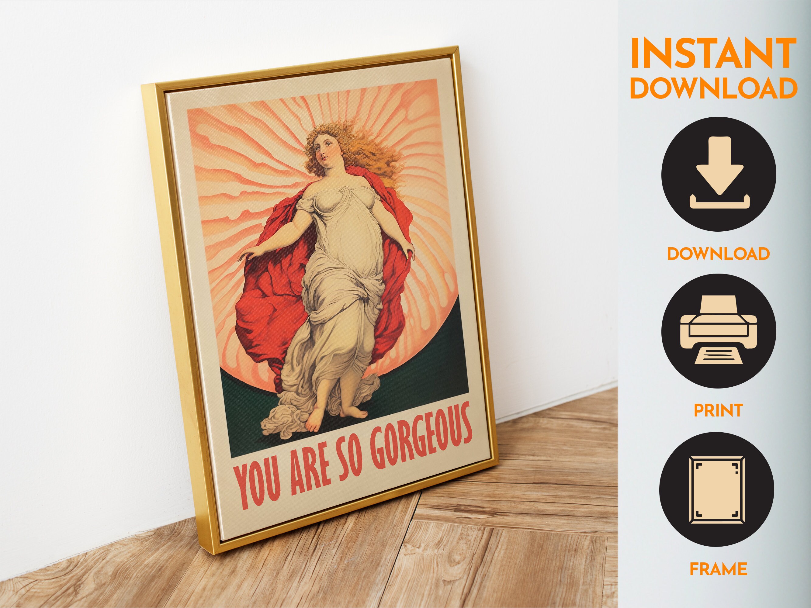 You Are Gorgeous Poster Printable Retro Funny Posters Self Love Poster ...