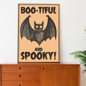BOO Halloween Wall Art Printable Cute Bat Poster Print Halloween Art ...