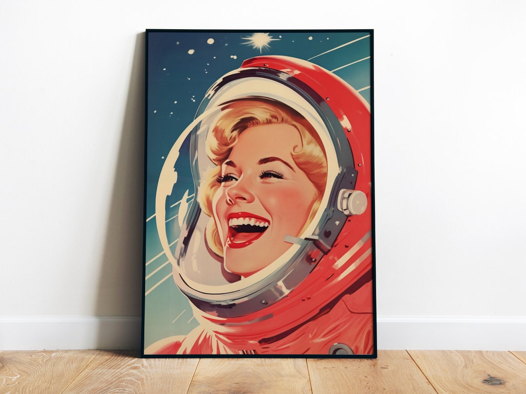 Retro Print Download Female Astronaut Art Print Scifi Print Space ...