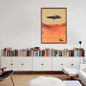 Retro Ufo Poster Alien Wall Art UFO Retro Print Hovering Ufo Flying ...