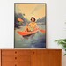 Retro Kayaking Girl Poster Printable Kayak Art Print Rafting Digital ...