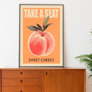 Take a Seat Sweet Cheeks Poster Funny Toilet Printable Poster Retro ...