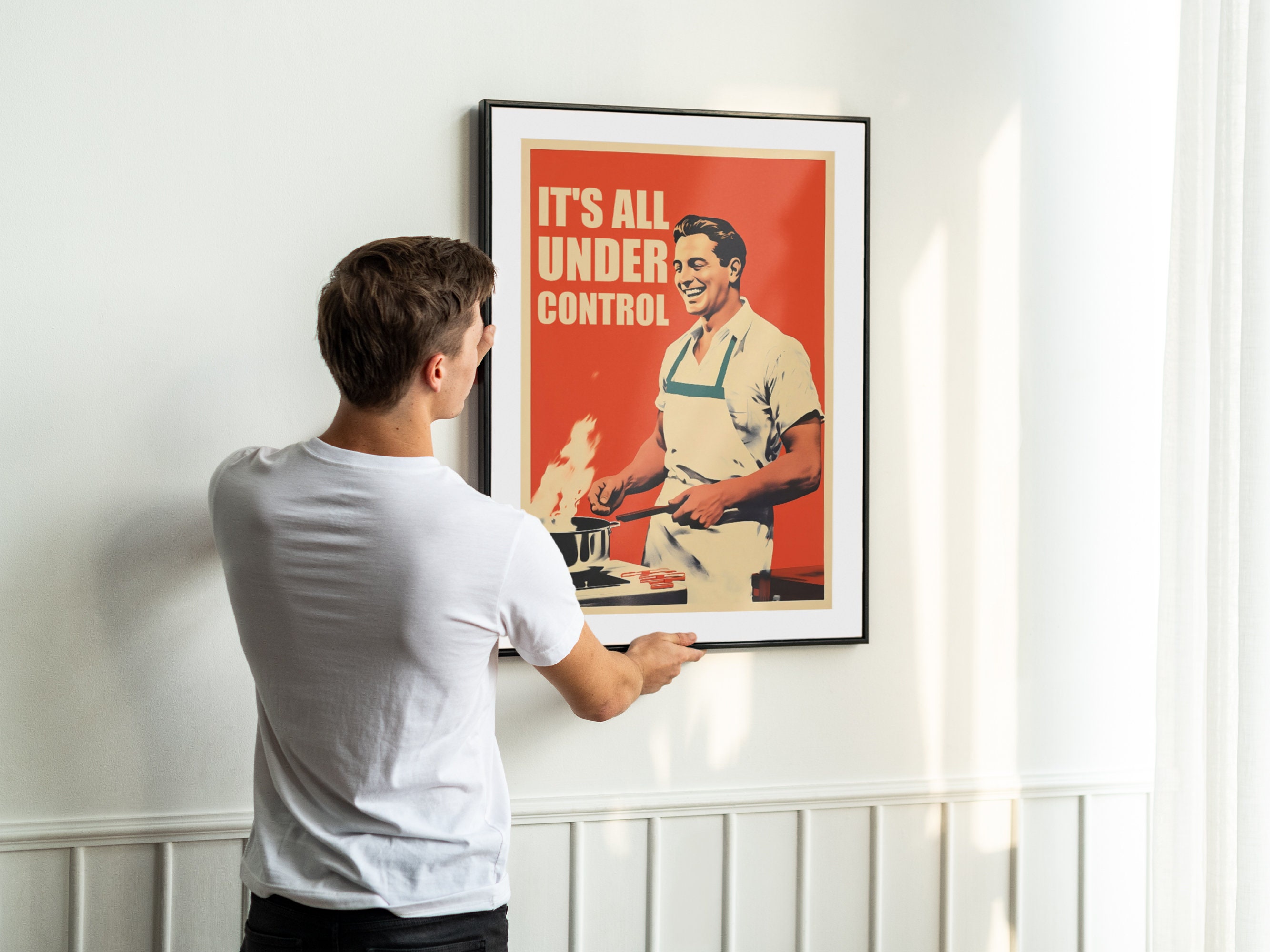 Retro Kitchen Print Funny Poster Kitchen Wall Art for Man Cooking ...