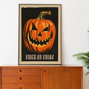 Halloween Print Retro Pumpkin Art Printable Fall Wall Art Trick or ...