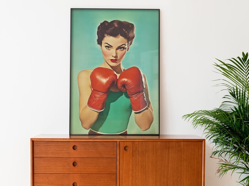 Female Boxer Print Boxing Wall Art Printable Gym Art Prints Women Retro ...