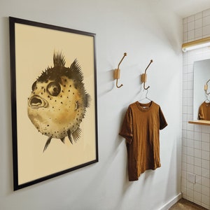 Retro Puffer Fish Poster Printable Fish Wall Art for Bathroom Digital ...