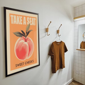 Take a Seat Sweet Cheeks Poster Funny Toilet Printable Poster Retro ...