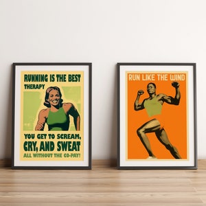 Retro Gym Posters Set of 6 Gym Prints Bodybuilding Poster Home Gym Wall ...