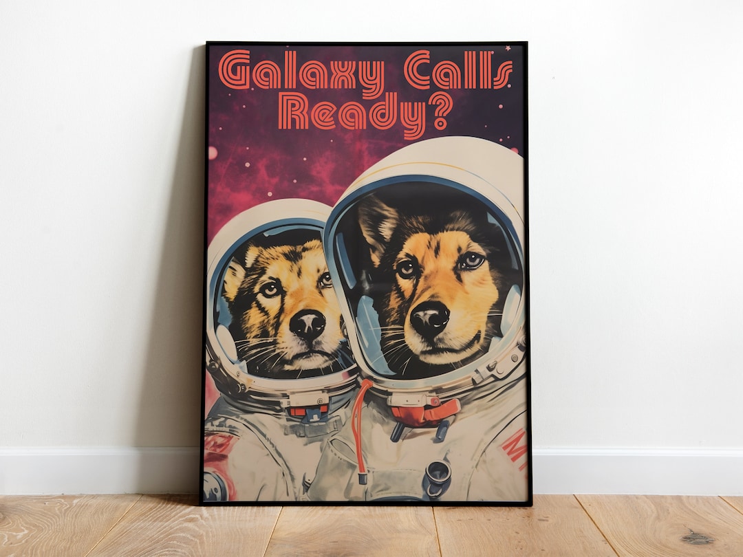 Dog in Space Print Soviet Space Poster Belka and Strelka Digital Print ...