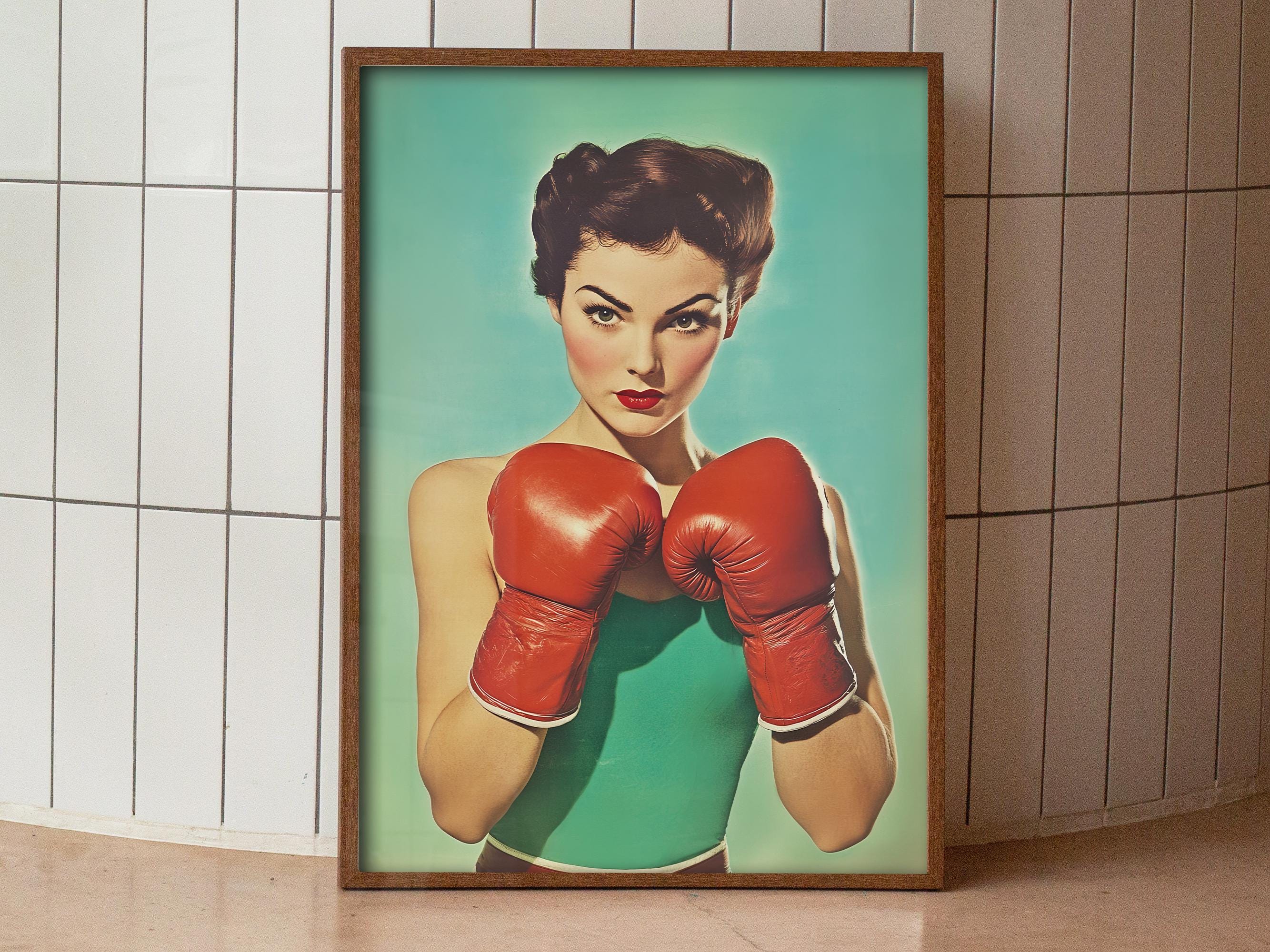 Female Boxer Print Boxing Wall Art Printable Gym Art Prints Women Retro ...