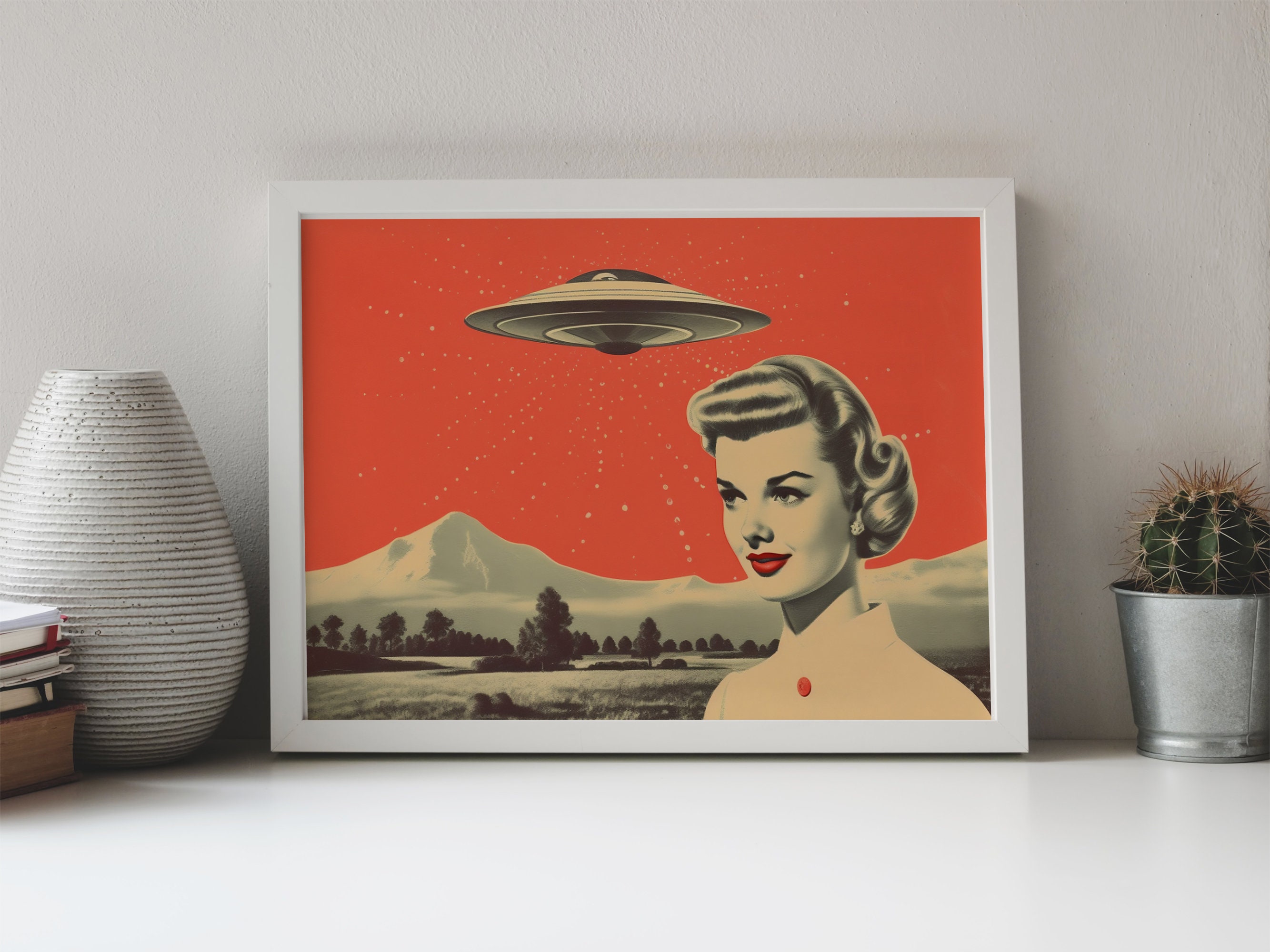 Retro UFO Wall Art Aliens Wall Art UFO Abduction Art Vintage Ufo Poster ...