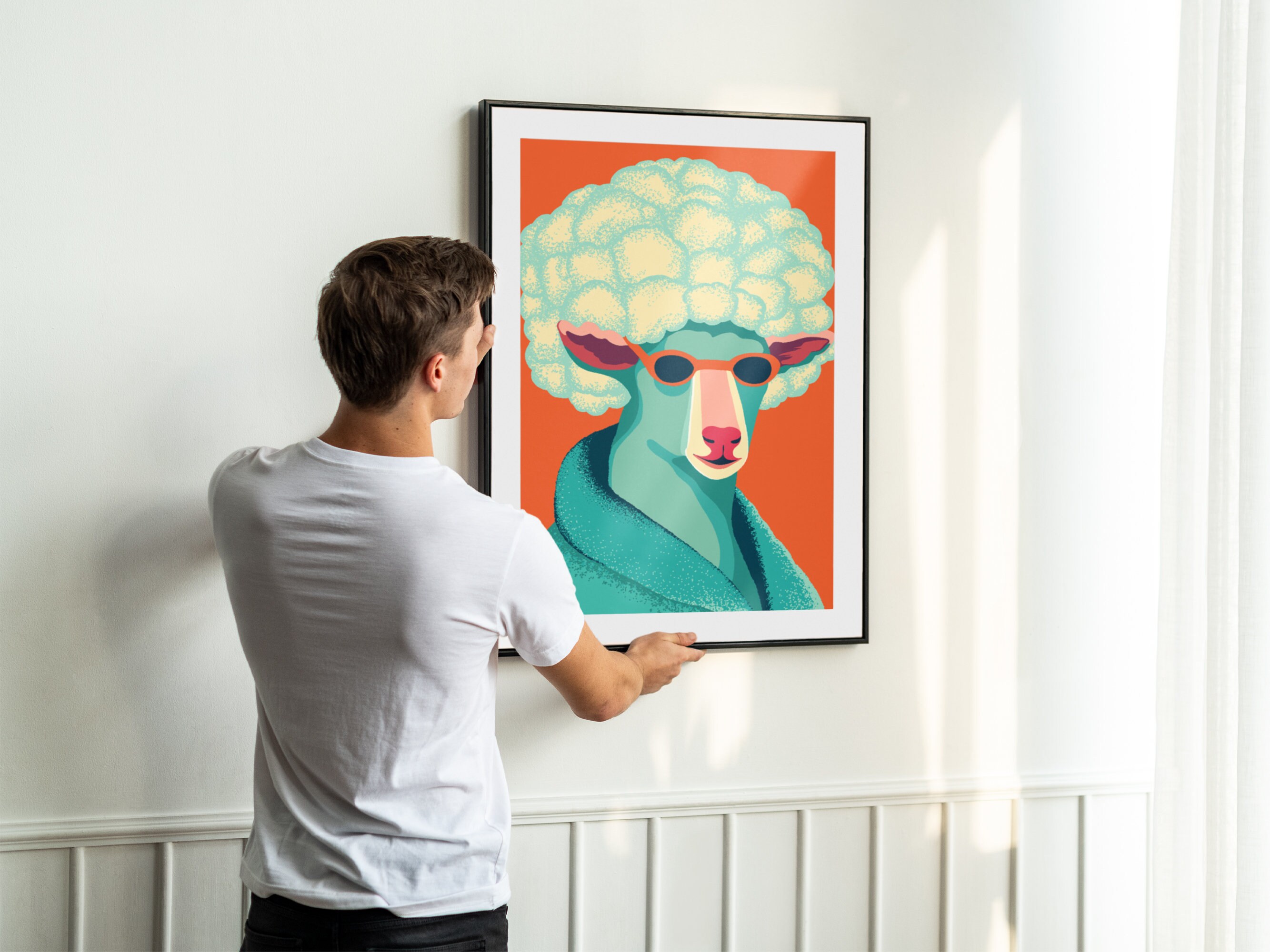 Bathroom Wall Art Swimming Print Sheep Toilet Art Colorful Toilet Art ...