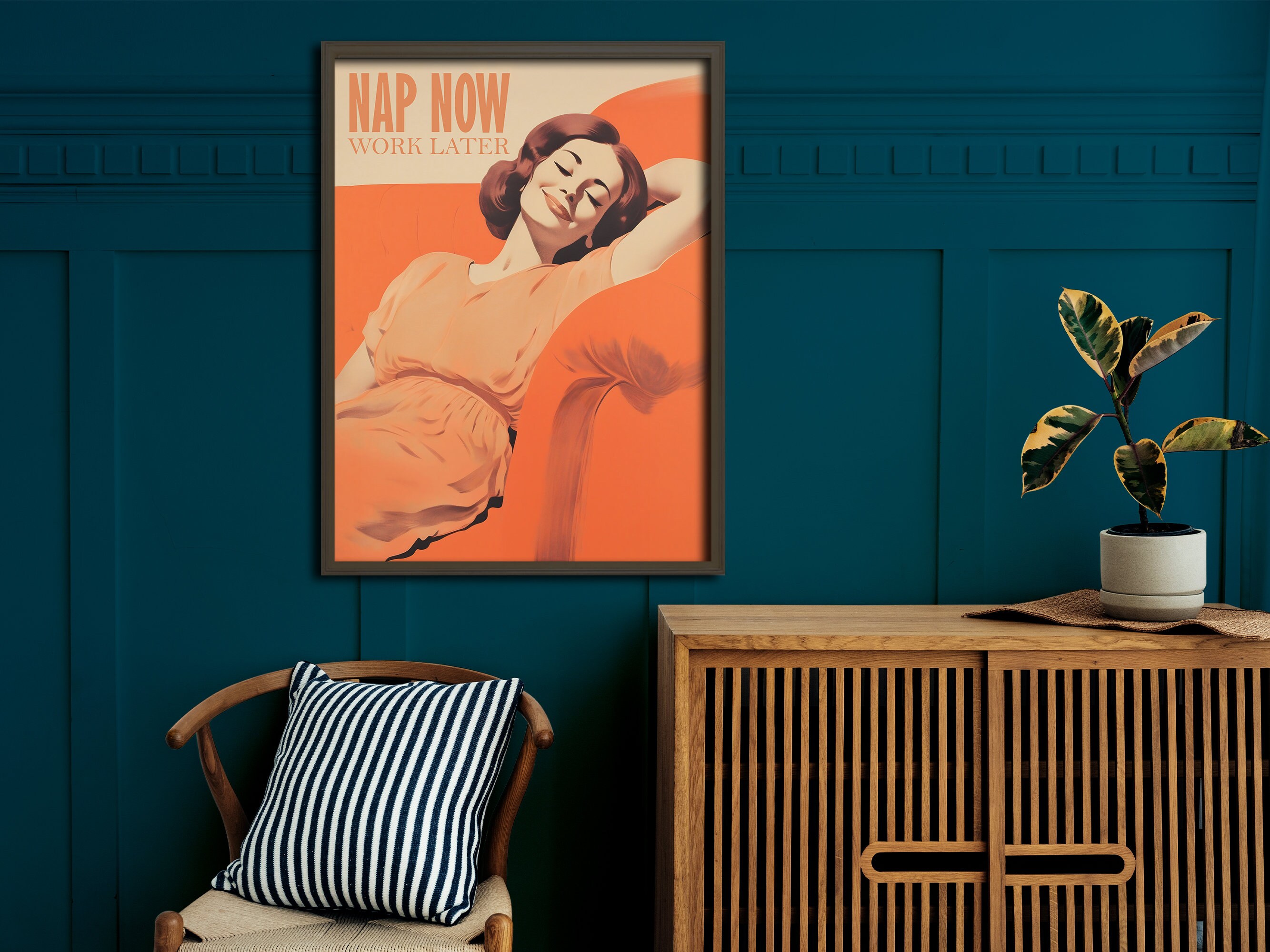 Napping Poster Home Working Print Funny Poster Office Retro - Etsy