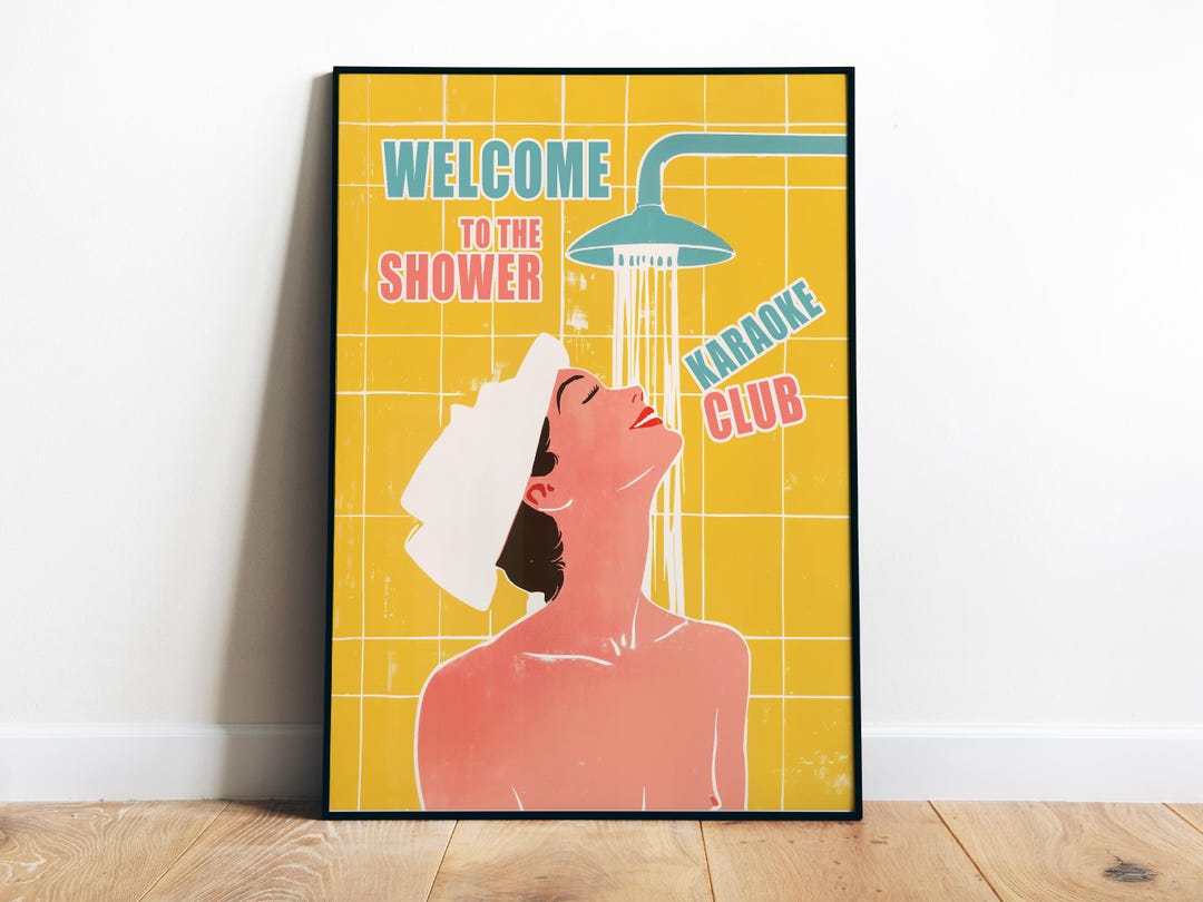 Shower Karaoke Club Poster Printable Bathroom Wall Art Funny Prints ...