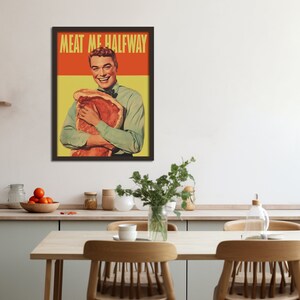 Retro Meat Poster Digital Raw Meat Art Steak Poster Butcher - Etsy