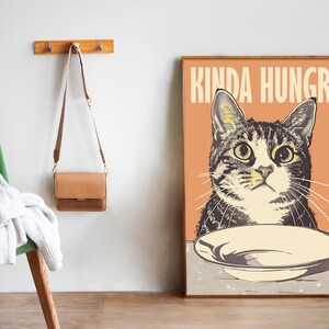 Kinda Hungry Poster Printable Kitchen Wall Art Funny Cat Poster Cat Mom ...