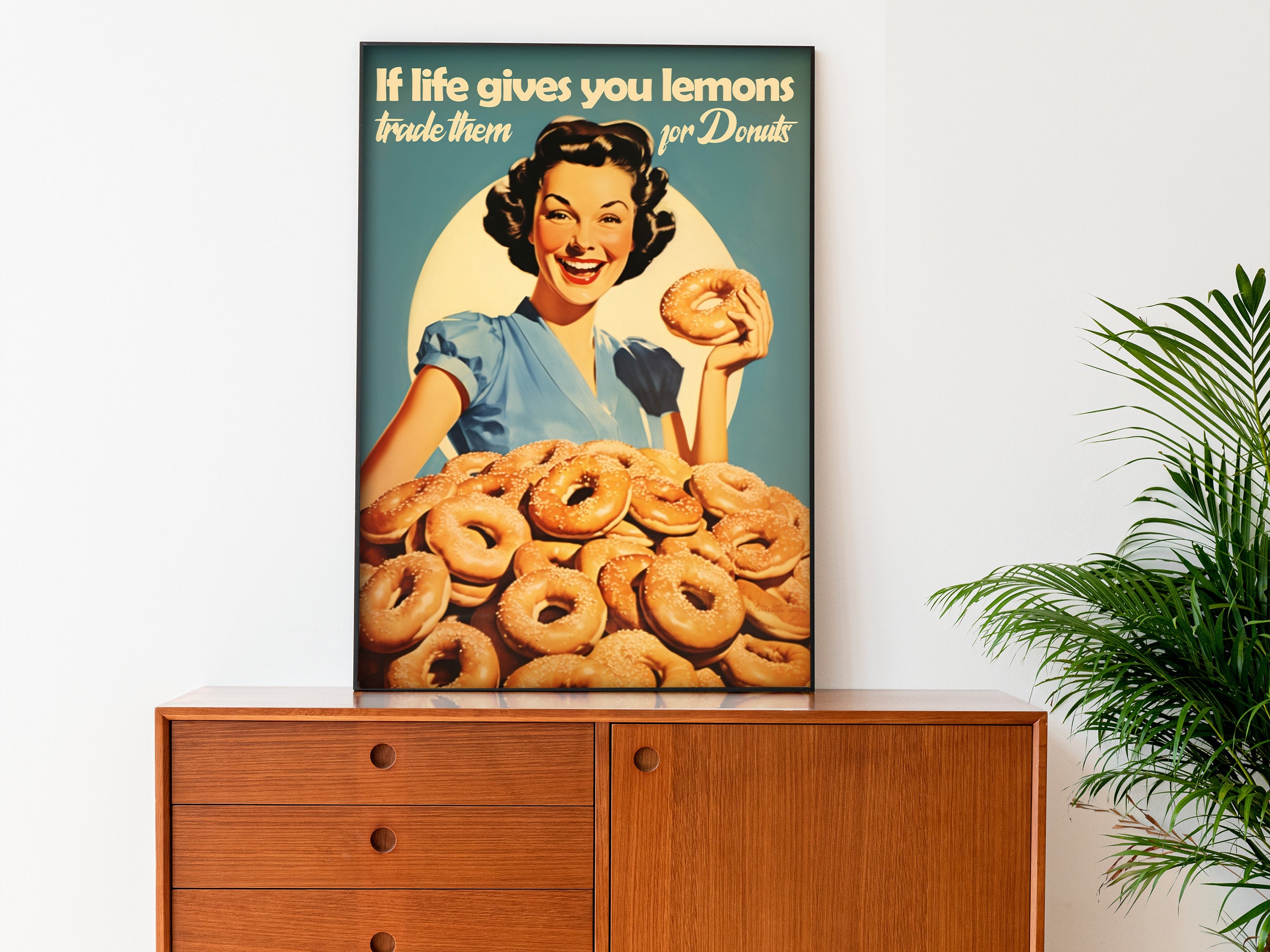 Retro Kitchen Art Print Doughnut Print Cafe Wall Art Donut - Etsy