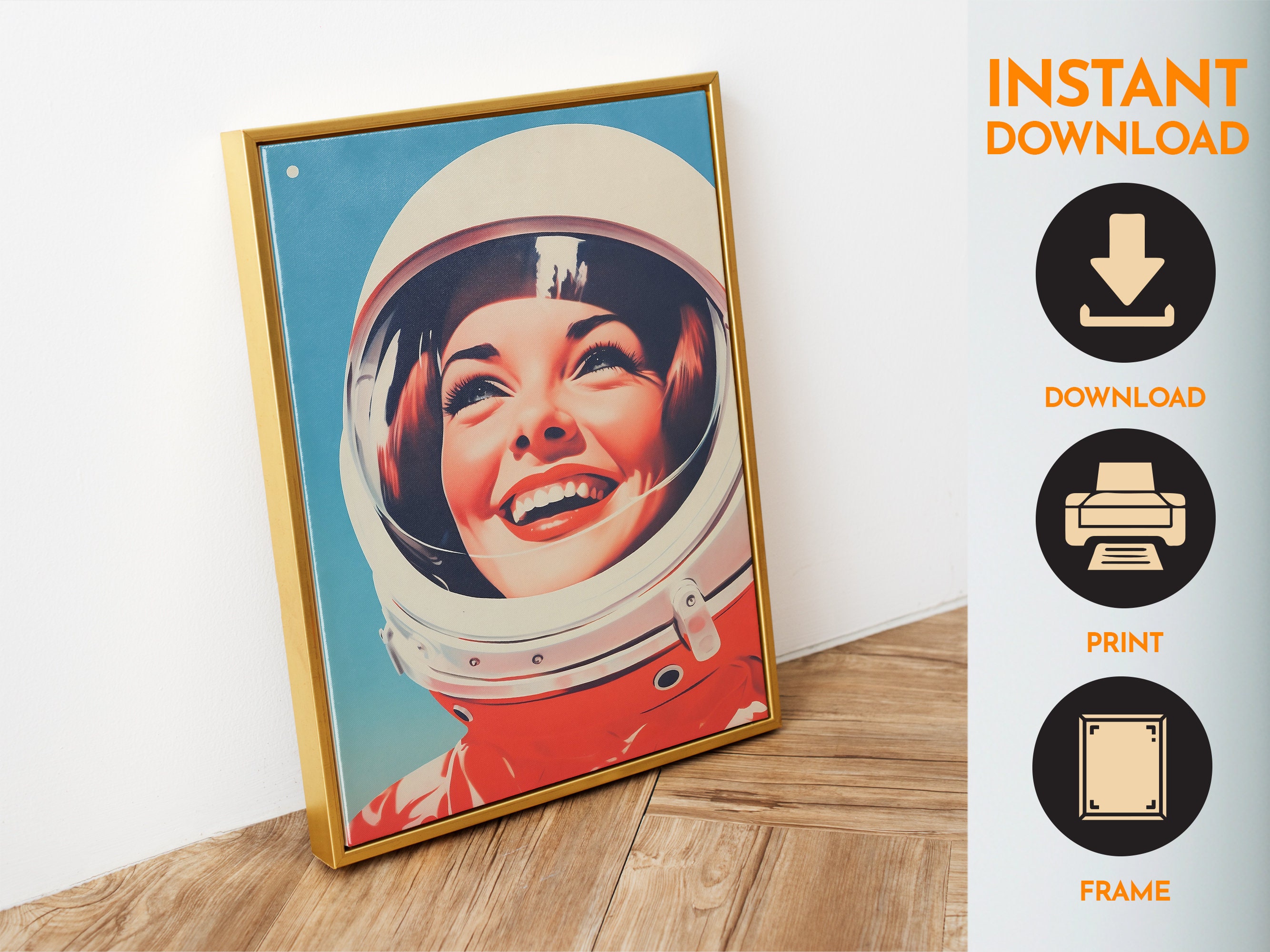 Retro Female Astronaut Print Scifi Art Print Space Poster Female ...