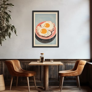 Retro Egg Print Kitchen Wall Art Printable Fried Eggs Poster Retro Food ...