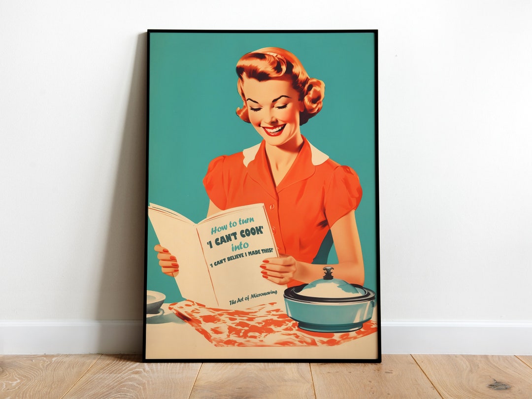 Retro Kitchen Art Digital Funny Kitchen Wall Art 50s 60s Style Print ...