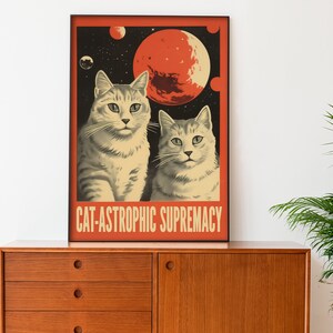 Retro Cats in Space Print Space Kitty Print Space Travel Cat Print ...