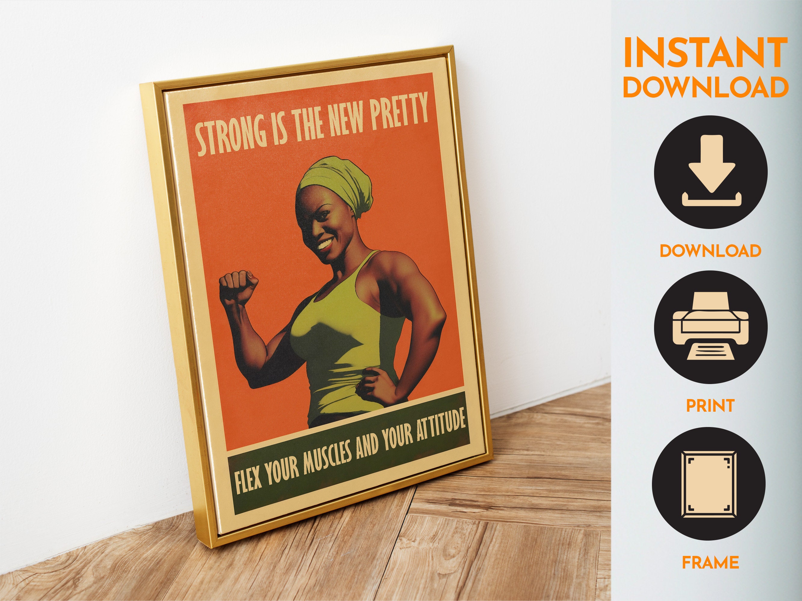 Retro Gym Poster 50s Style Posters Digital Gym Prints Black Woman Print ...