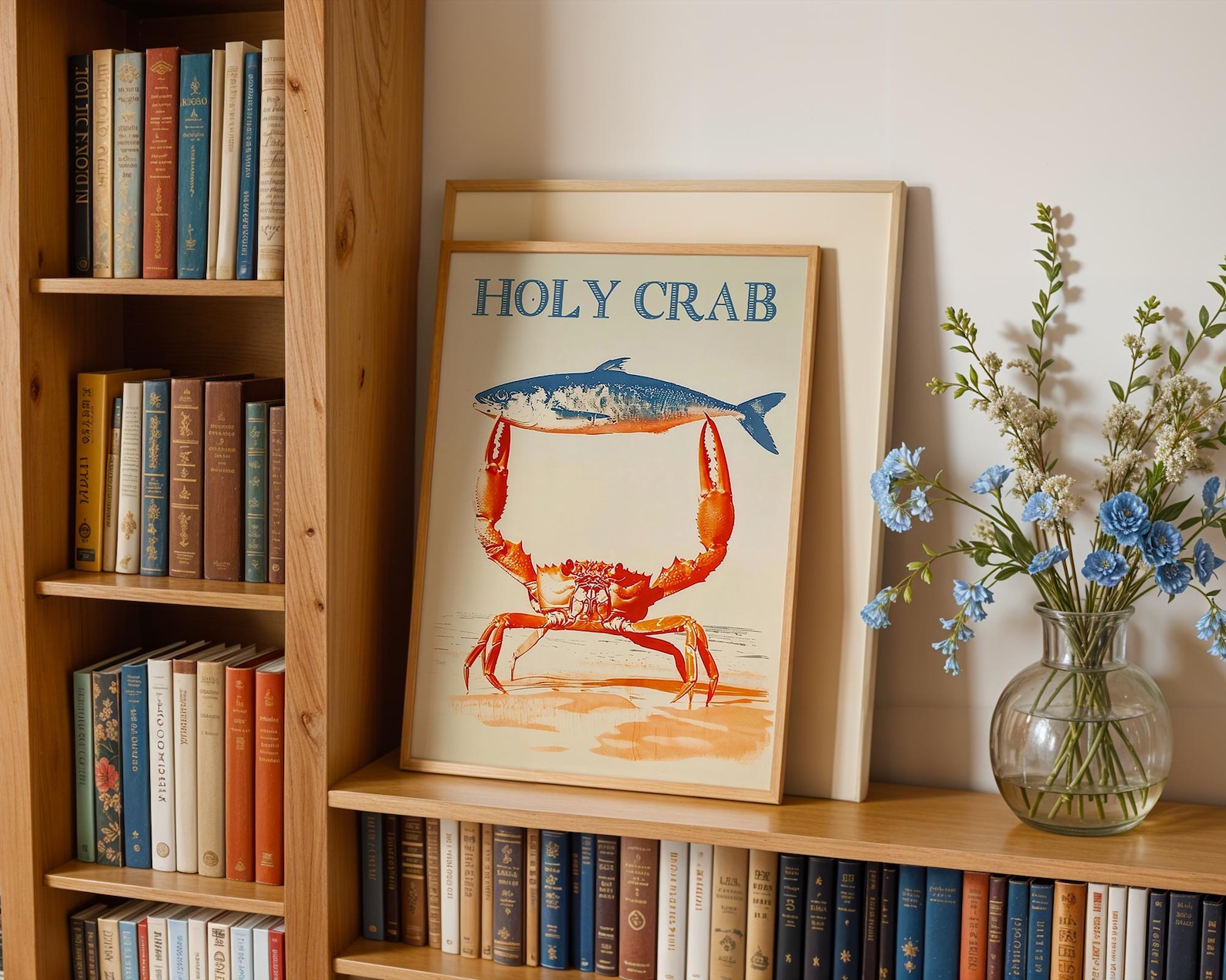 Retro Funny Poster Printable Crab Poster Beach House Decor Holly Crab ...
