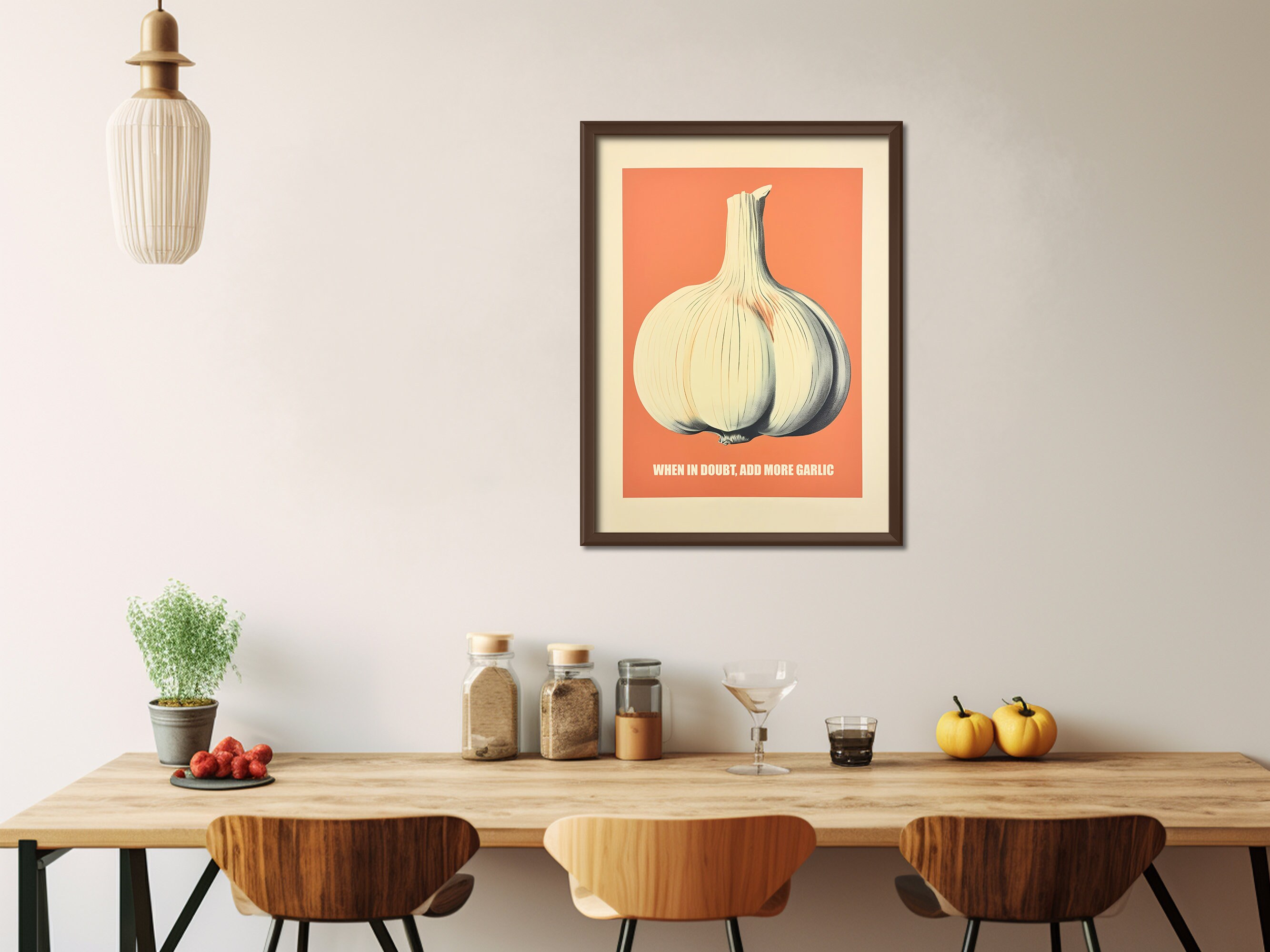 Retro Garlic Print Food Wall Art Retro Kitchen Print Kitchen Wall Art ...