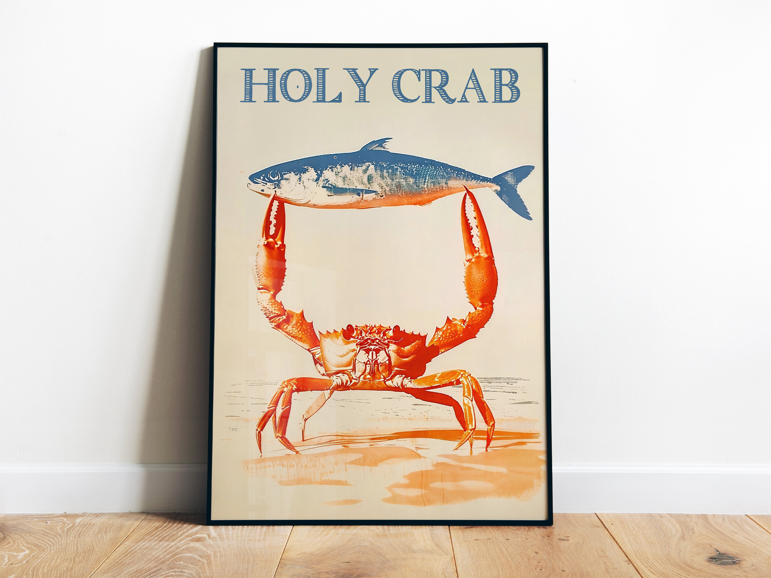 Retro Funny Poster Printable Crab Poster Beach House Decor Holly Crab ...