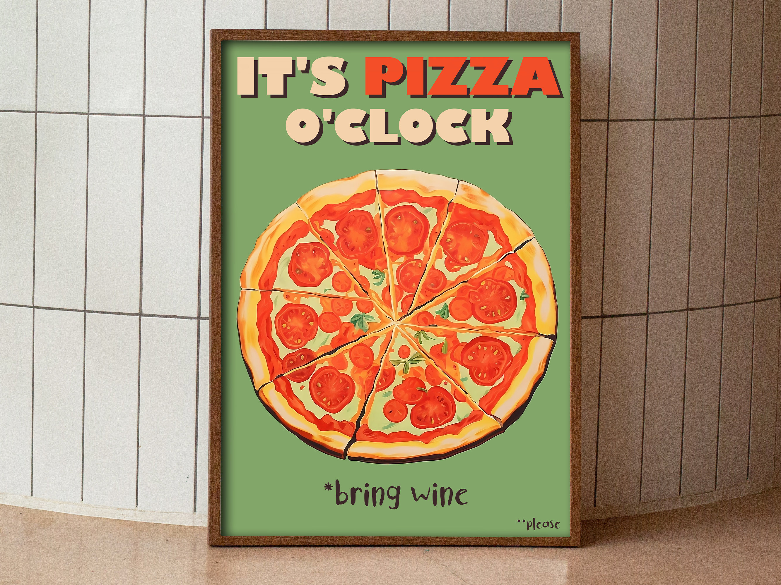 Retro Pizza Print Italian Food Poster Kitchen Pizza Art Digital Print ...